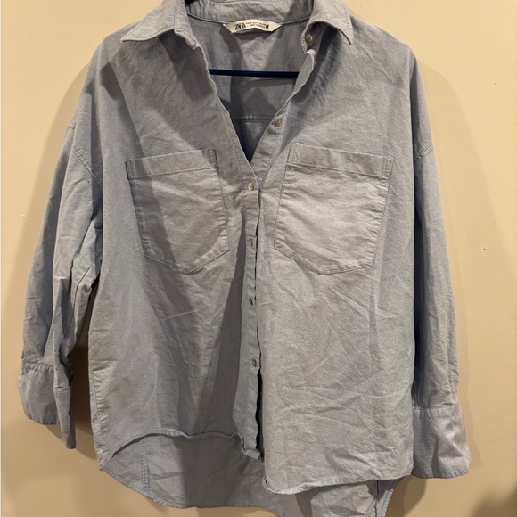 Zara | Tops | Zara Womans Sky Blue Button Down Shirt | Poshmark